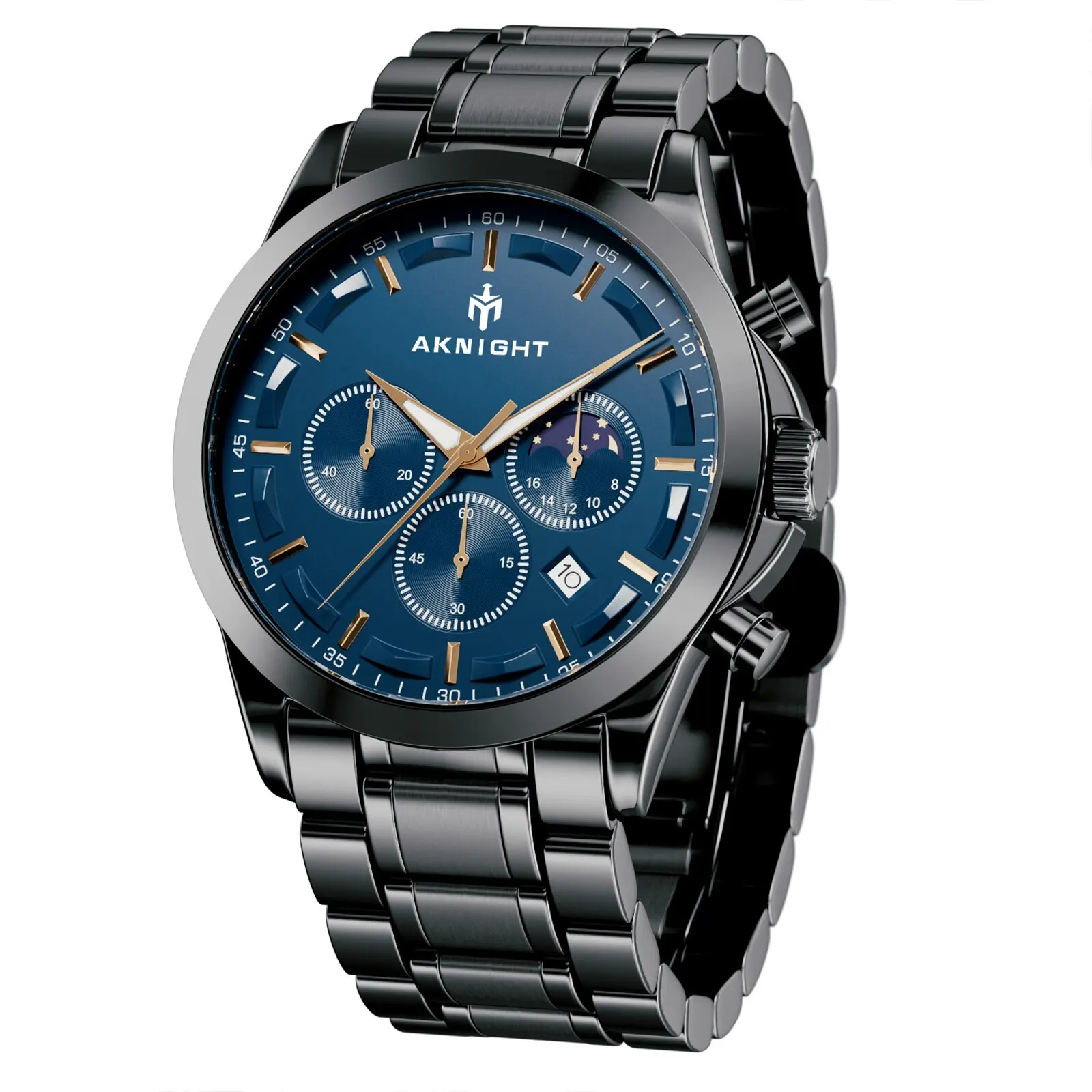 AKNIGHT-Watch-for-Men-Stainless-Steel-Band-Waterproof-Chronograph ...