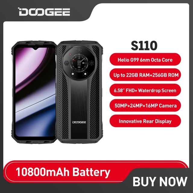 DOOGEE S110 smartphone 6.58” Rugged Phone FHD Waterdrop Screen Helio ...