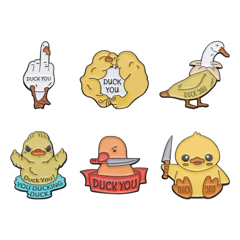 Cute-duckling-style-brooch-Creative-DUCK-YOU-personality-knife-lifting ...