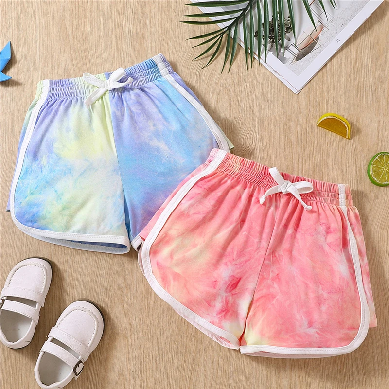 Kids-Baby-Girls-Beach-Shorts-Elastic-Waist-Tie-dye-Print-Bow-Casual ...