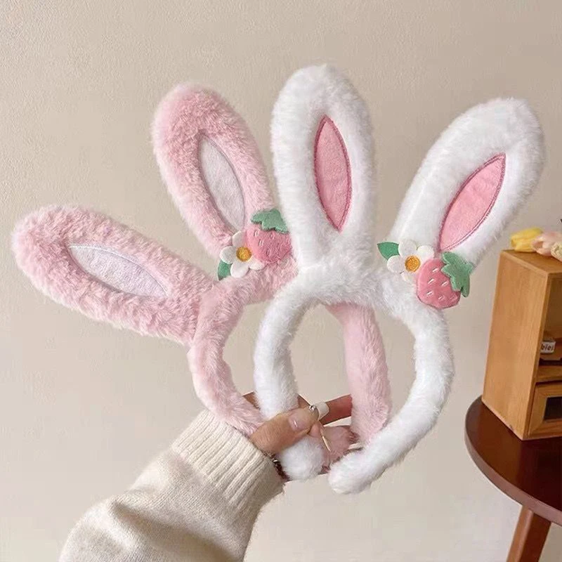 1Pc-Cute-Rabbit-Ear-Headband-Hat-Strawberry-Flower-Bunny-Ear-Hair-Band ...