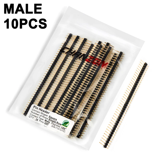 Male Female Single Row 40 Pin Header 2.54mm Gold Plated Breakable ...