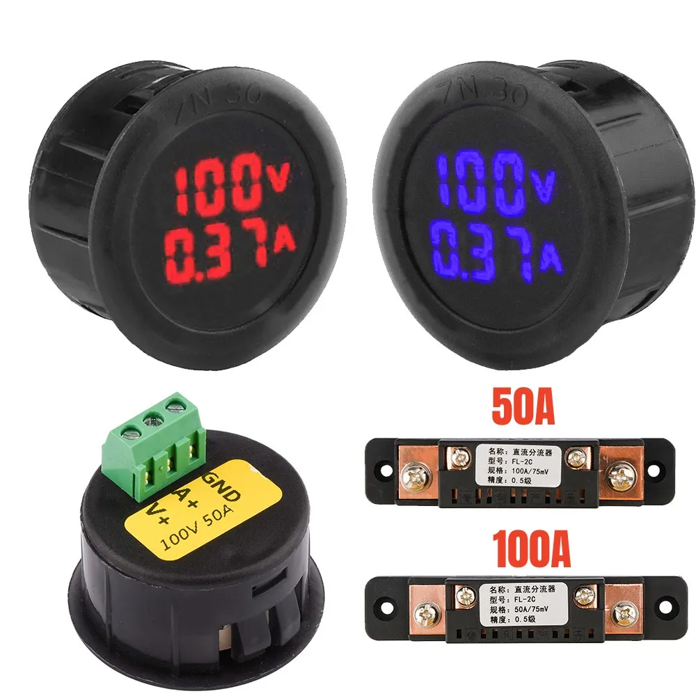Volt-metro-Digital-DC5-100V-para-coche-pantalla-LED-Circular-medidor-de-corriente-de-voltaje ...