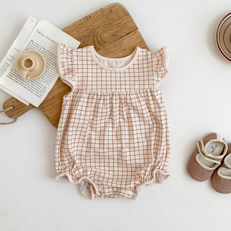 Summer Baby Girl Romper Cotton Plaid Kids Jumpsuits for Girls Clothes ...