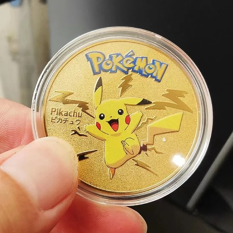 Pikachu Golden Gold Cards Pokemon Coins Metal Coins Anime Pokemon ...