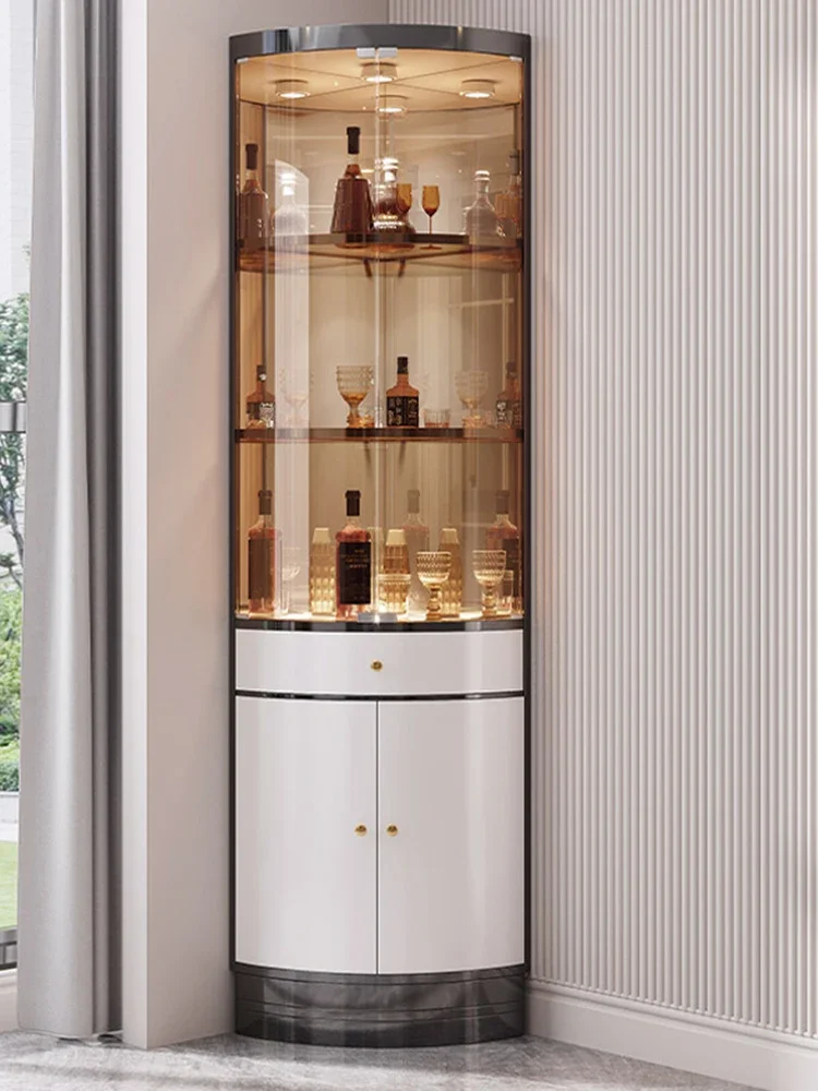 Modern-Triangular-Glass-Wine-Cabinet-Display-Corner-Cabinet-Nordic ...