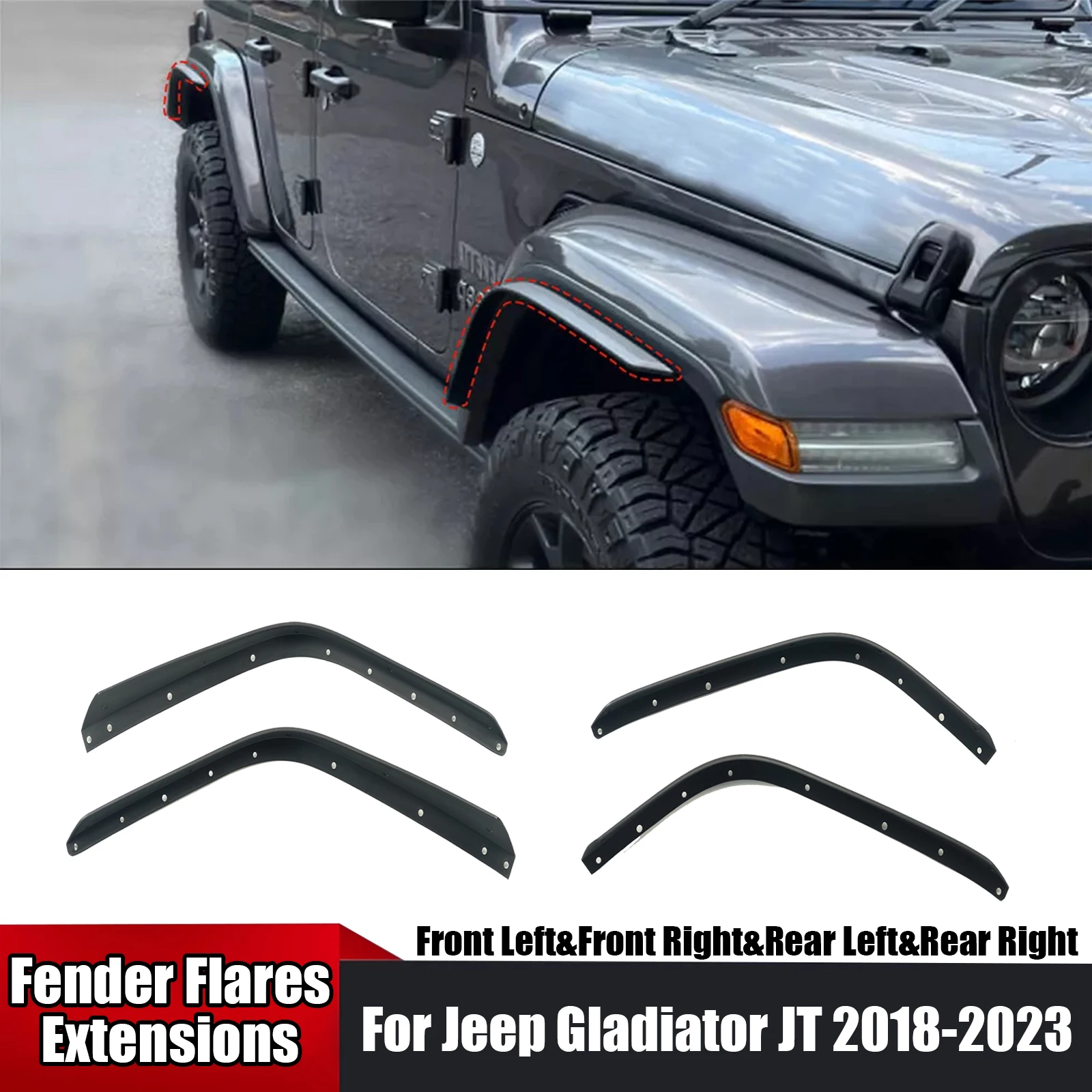 4Pcs-For-Jeep-Wrangler-Gladiator-JT-2018-2023-Car-Fender-Flares ...