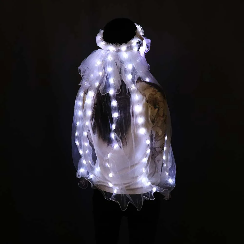 LED Glowing Wreaths Veil Music Festival Party Global Electronic Sowing ...