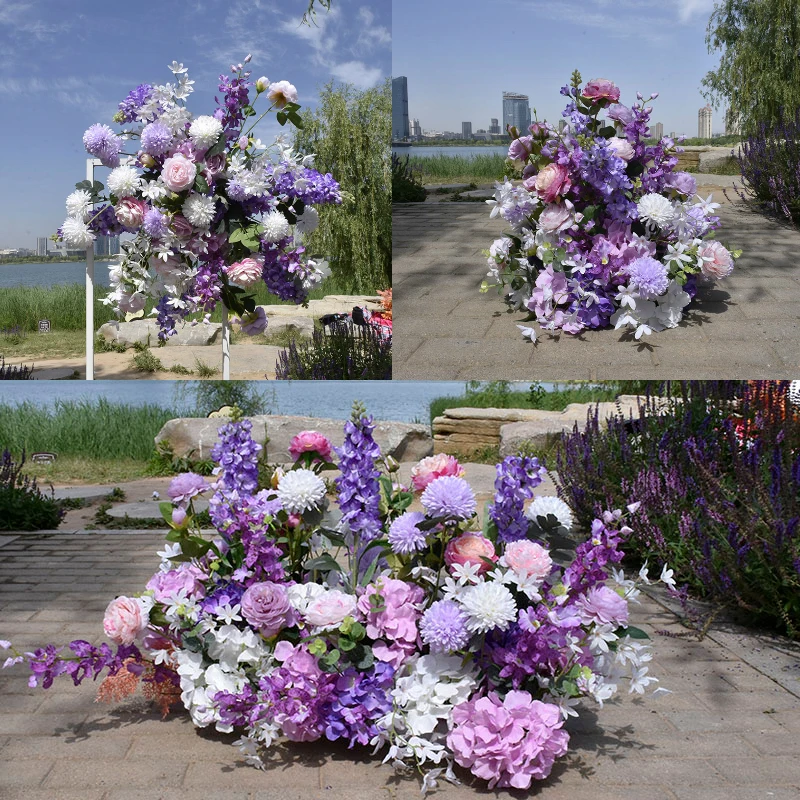 Customize-Purple-Rose-Artificial-Flower-Row-Wedding-Decoration ...