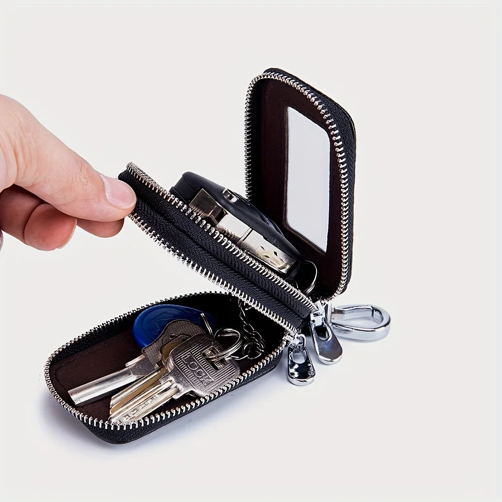 Cowhide-PU-Leather-Double-Layer-Key-Case-Secure-Waist-Hanging-Car-Key ...