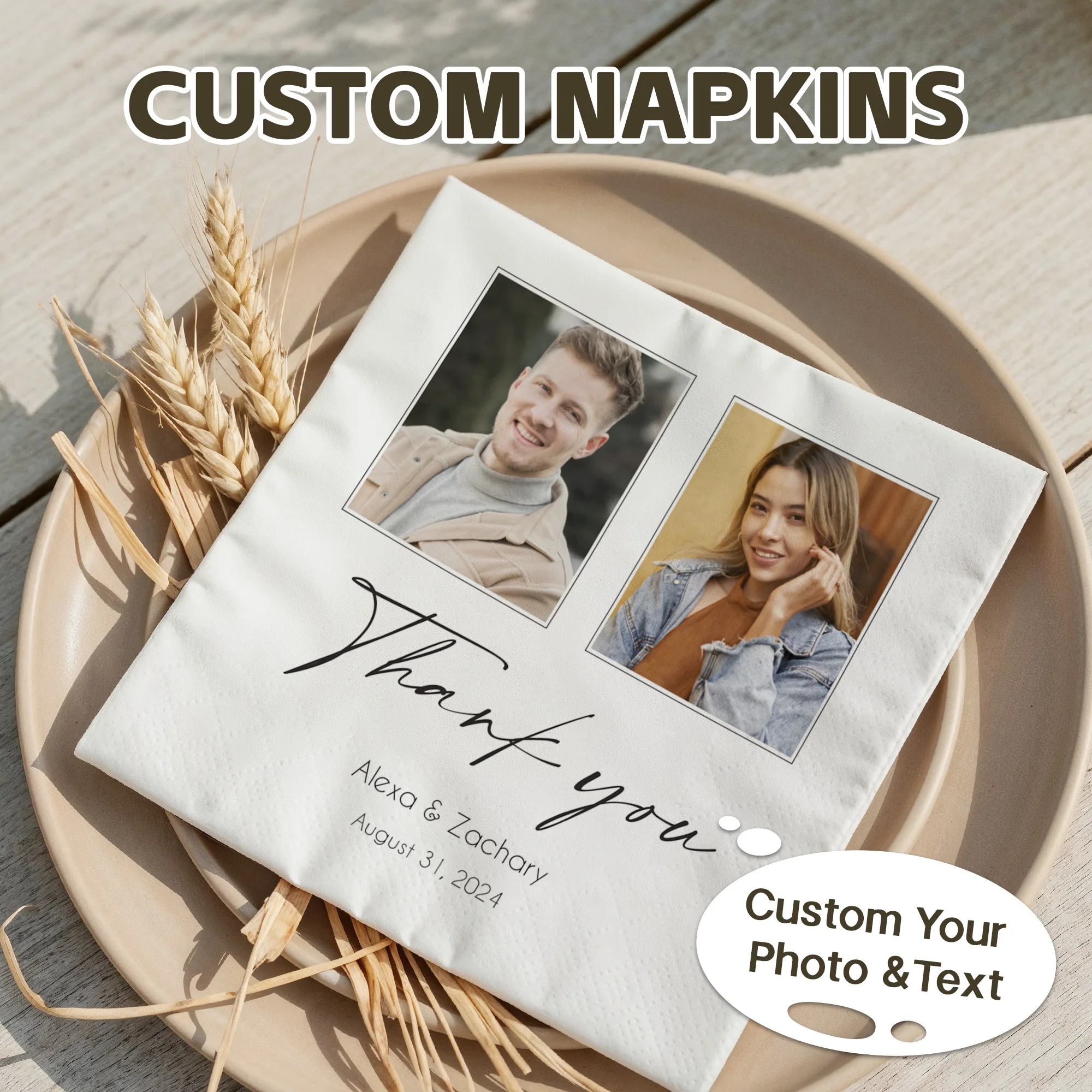 Personalized Paper Napkins for Wedding Custom Napkins of Text Elegent ...