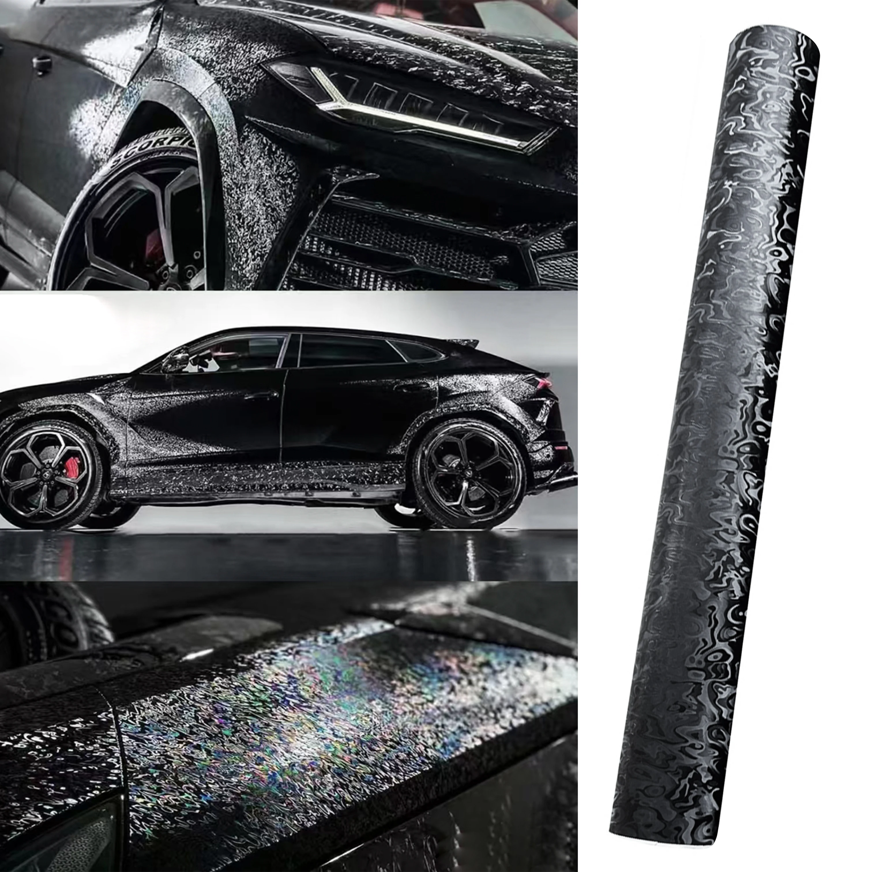 30X150cm Carbon Fiber Sticker Premium Black Cosmic Ghost Textured Car ...