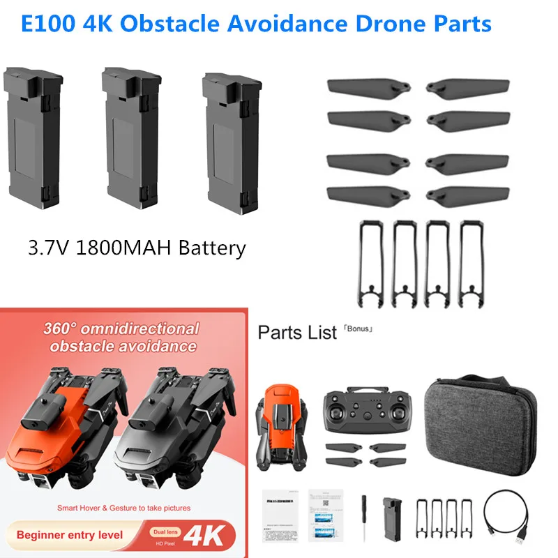 E100-4K-Avoidance-RC-Drone-Spare-Parts-3-7V-1800MAh-Battery-For-E100-RC ...