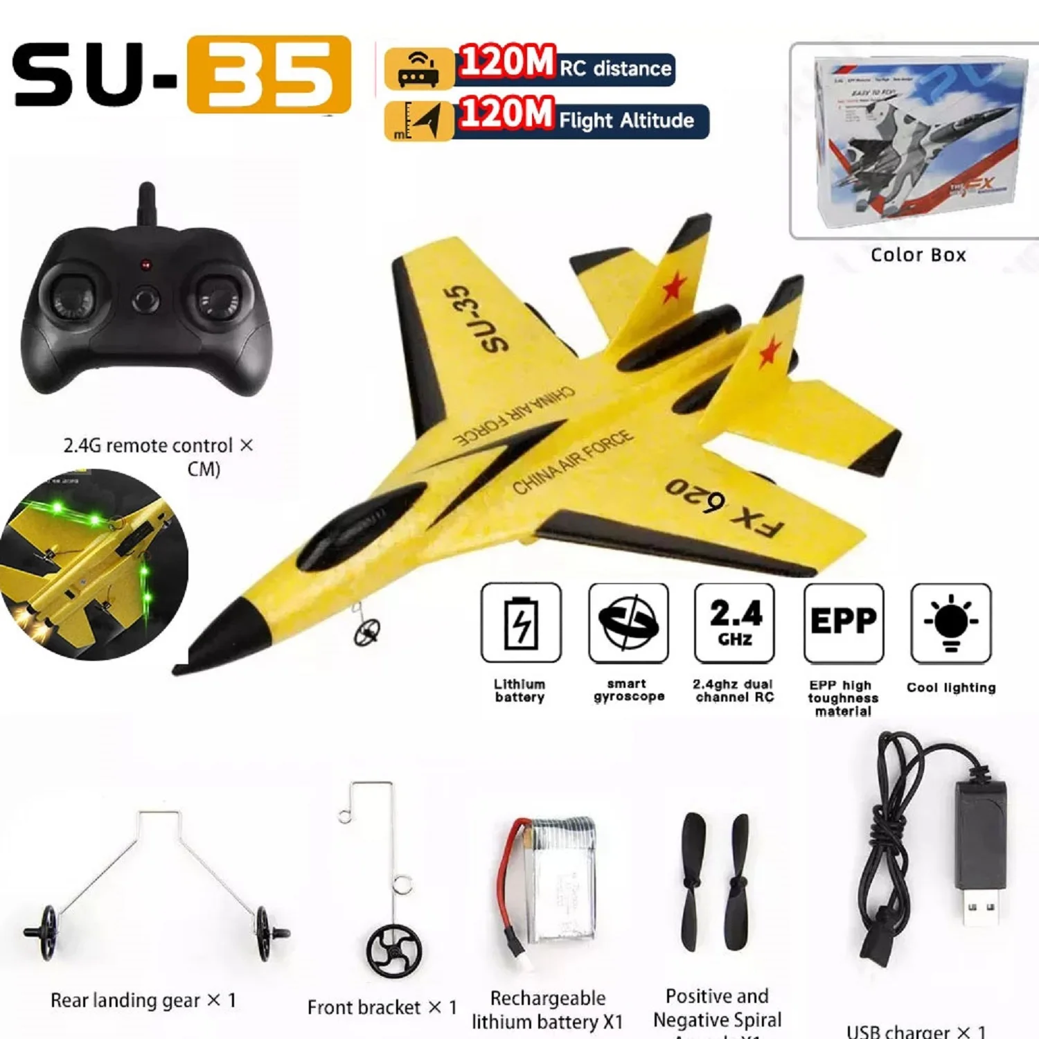 2022new Rc Espuma Avião Su-35 Fx-620 Rc Avião 2.4g Controle De Rádio Planador Rc Lutador Epp ...