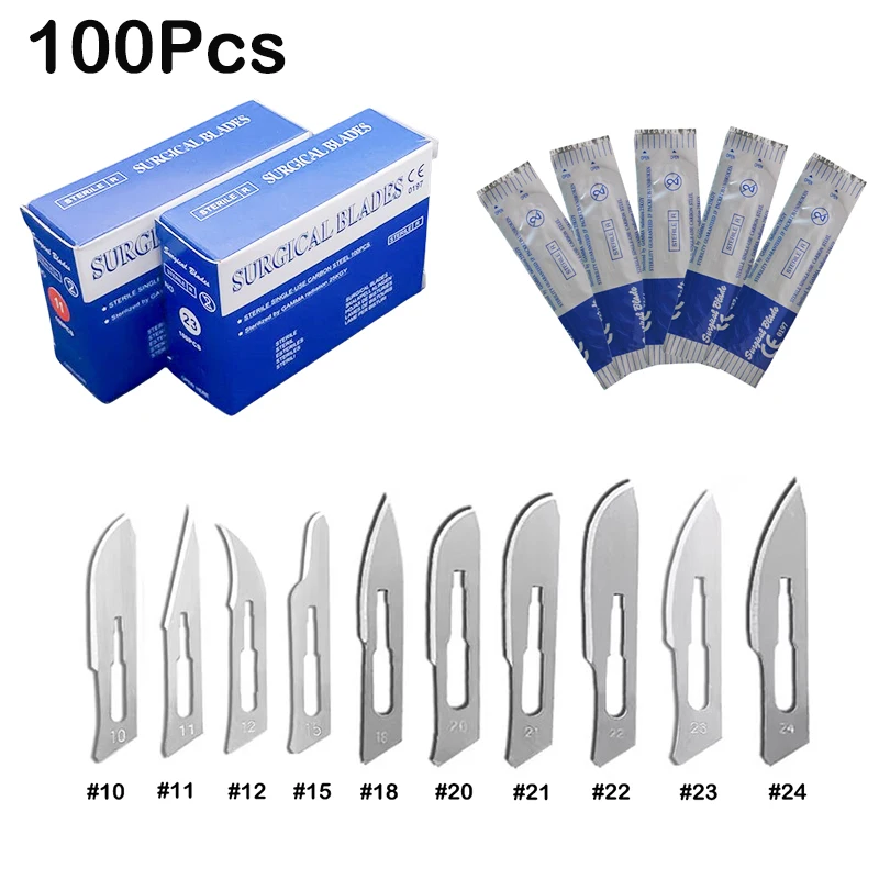 100pcs-Dental-Medical-Instruments-13-sizes-Surgical-Blades-10-25-Scapel ...