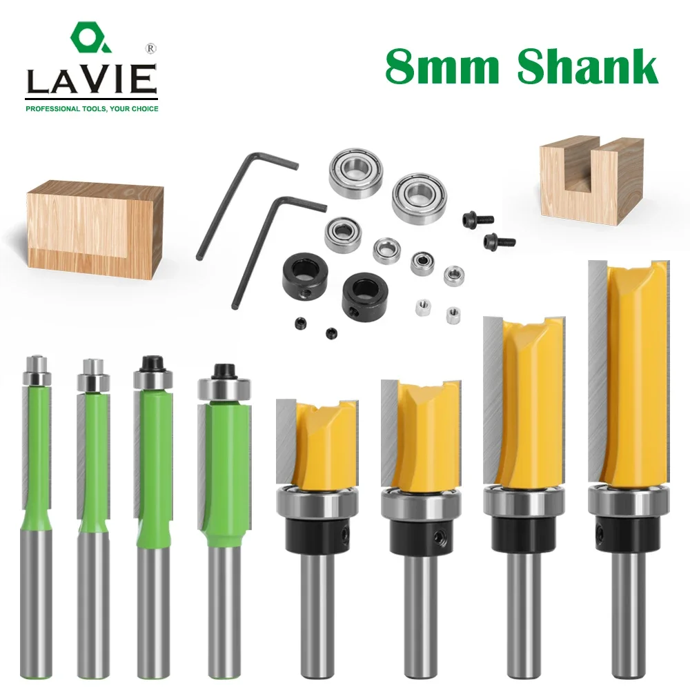 16pcs-8mm-Shank-Router-Bit-With-Bearing-Set-Pattern-Flush-Trim-Router ...