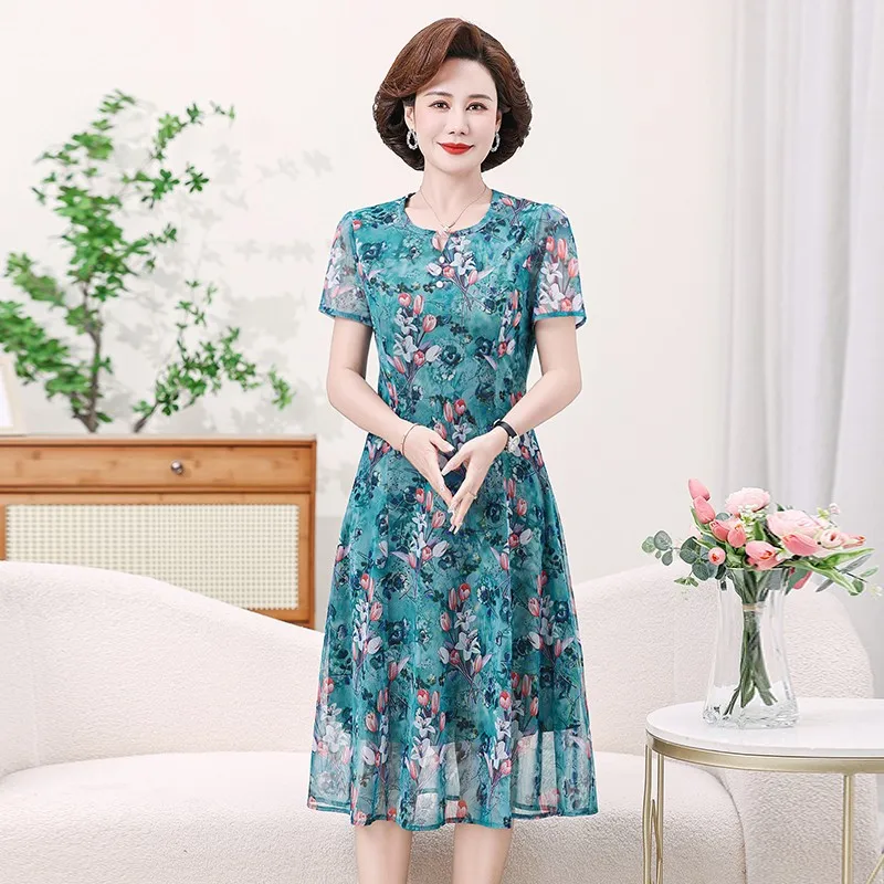 Vestido-informal-de-manga-corta-para-mujer-traje-Vintage-acampanado ...