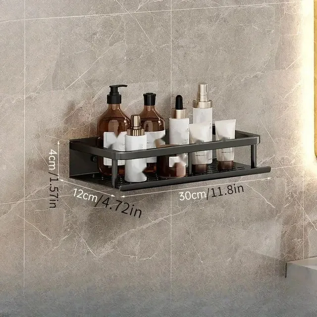 Black Bathroom Shower Room Storage Rack Toiletries Shelf Storage Is ...
