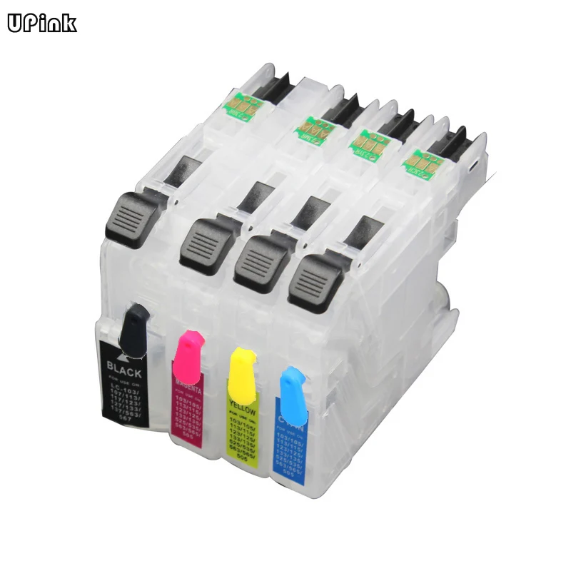 4pcs Refillable Ink Cartridge For Brother Lc121 Lc123 Lc125 Lc127 With ...
