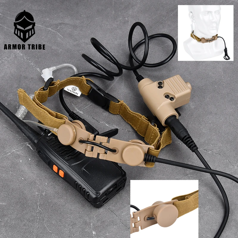 Tactical-Throat-Mic-Tube-Headset-Airsoft-Microphone-Military-Hunting ...