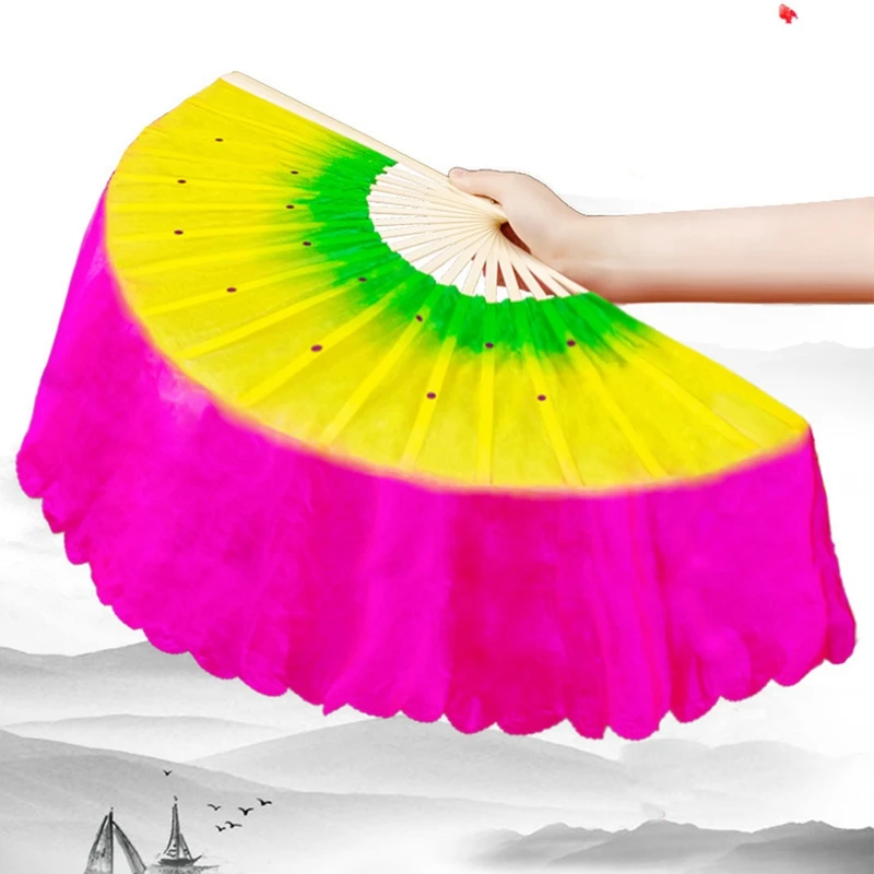 Retro-Chinese-Short-Bellydance-Fan-30cm-Bamboo-Half-Circle-Silk-Veil ...