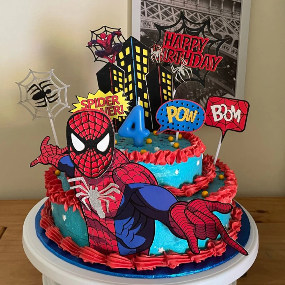 Spiderman-Cake-Toppers-para-Crian-as-Superhero-Birthday-Cake-Decora-es ...