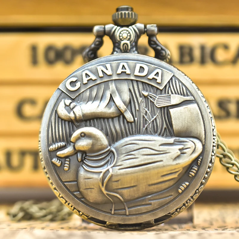 Vintage-Bronze-Clamshell-Creative-Fun-Duck-Embossed-Male-And-Female-Students-Gift-Quartz ...