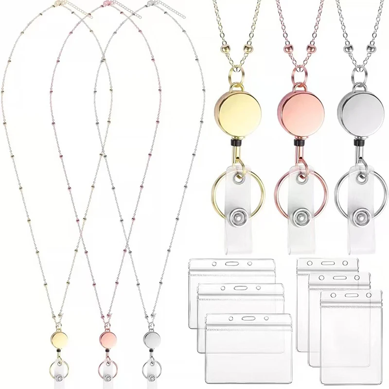 Retractable-Badge-Reel-Lanyard-ID-Card-Holders-Stainless-Steel-Chain ...