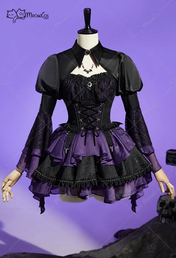 MEOWCOS-Conjunto de falda con corsé gótico, negro y morado, corsé con ...