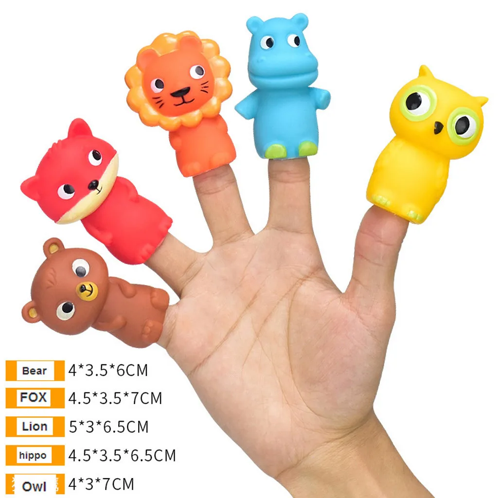 Kids-Building-Age-5-Finger-Puppets-Toys-Party-Head-5PCS-Animal-Fun ...