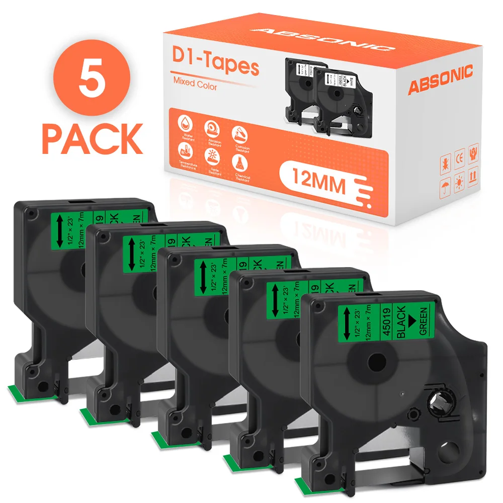 LabelManager Printer Tapes Water Resistant 7-Pack Dymo D1 Label Tapes ...