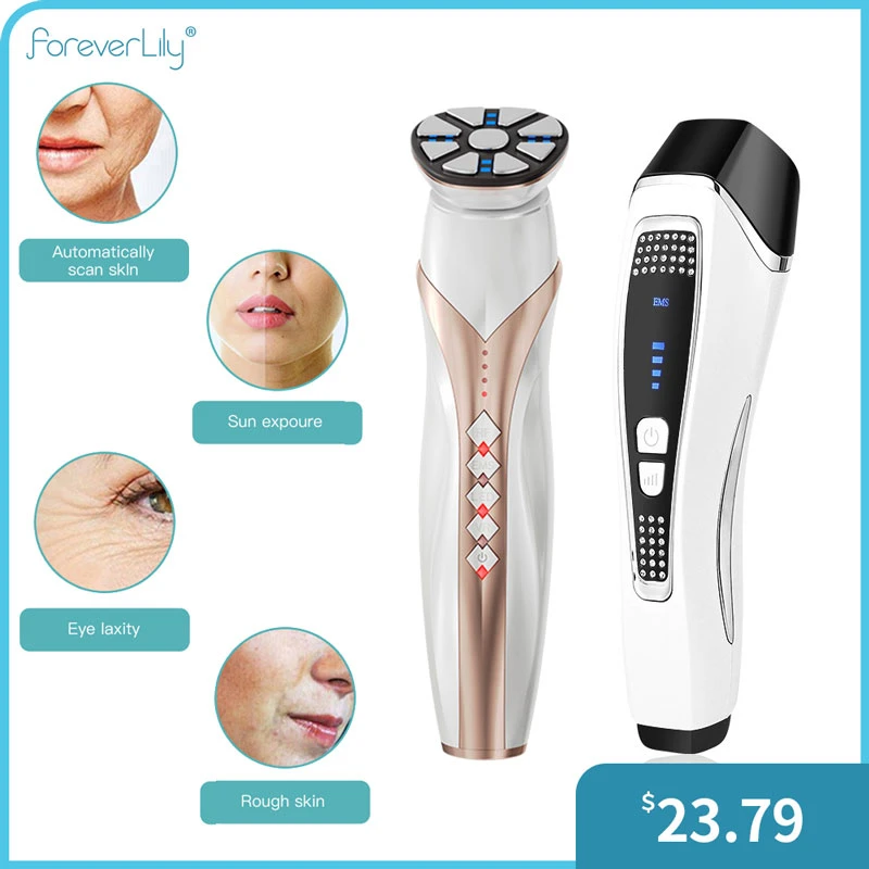 Foreverlily Ems Microcurrent Pulse Facial Massager Rf Led Photon Face ...