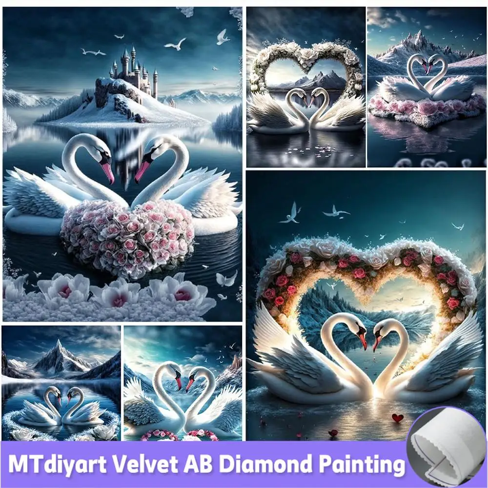 AB New Arrivals Swan Romance Love Heart 5D DIY Diamond Painting Mosaic ...