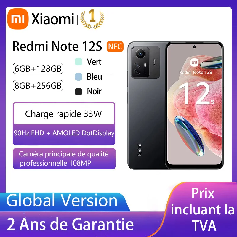 Xiaomi smartphone Redmi Note 12S, NFC, cámara ancha de 108MP, MediaTek ...