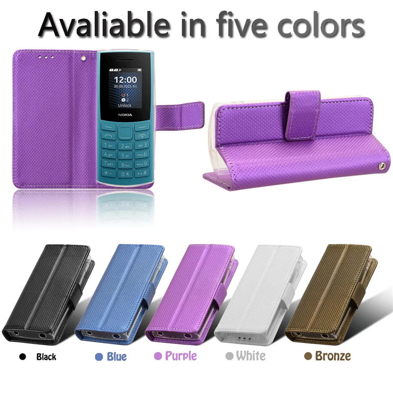 For Nokia 105 4G 2023 Luxury Flip Mini Diamond Pattern Skin PU Leather ...