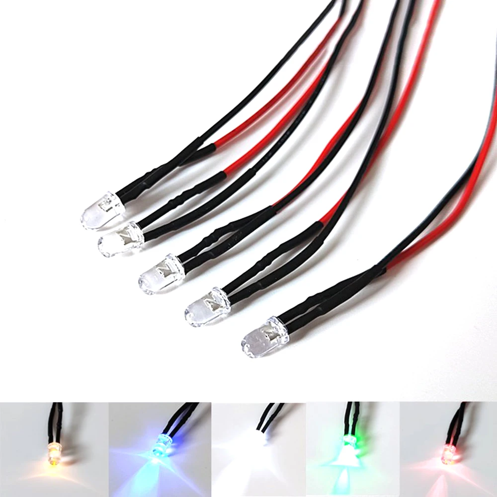 10Pcs-5mm-LED-Light-Lamp-Emitting-Diodes-20cm-Bulb-LEDs-Prewired-For ...