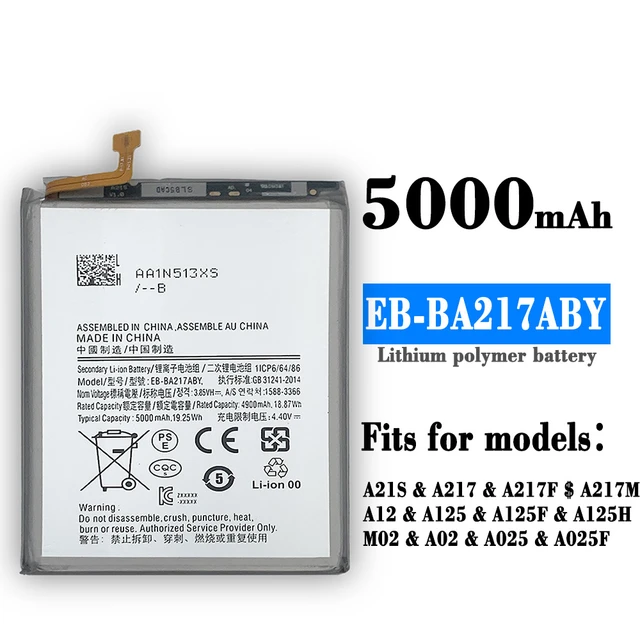 Replacement Battery EB-BA217ABY A12 For Samsung Galaxy A21s SM-A217F/DS ...