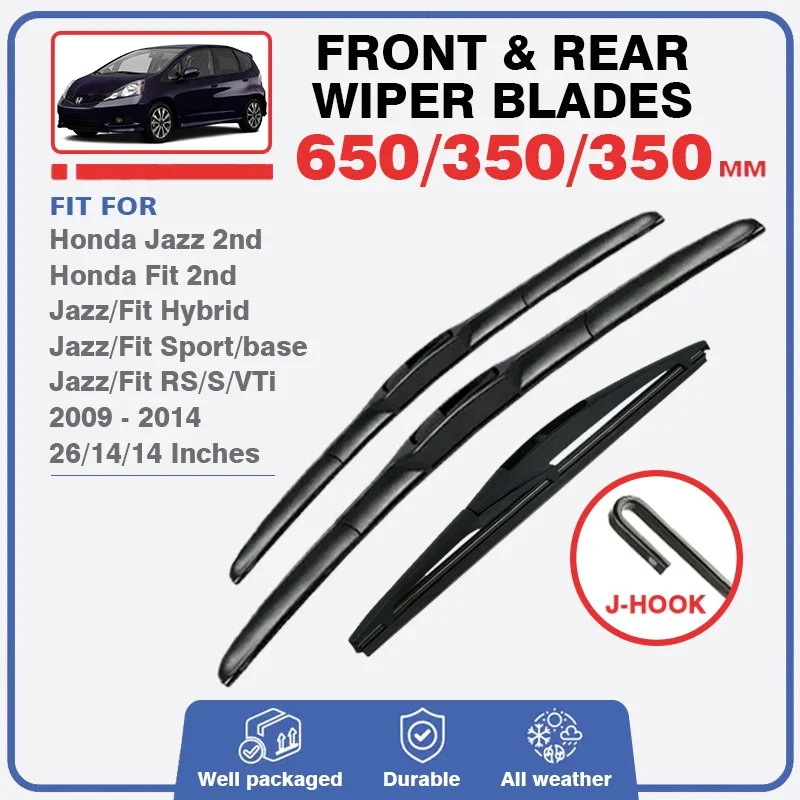Wiper Blades Set Kit For Honda Fit Jazz 2 MK2 2009 - 2014 RS Front Rear ...