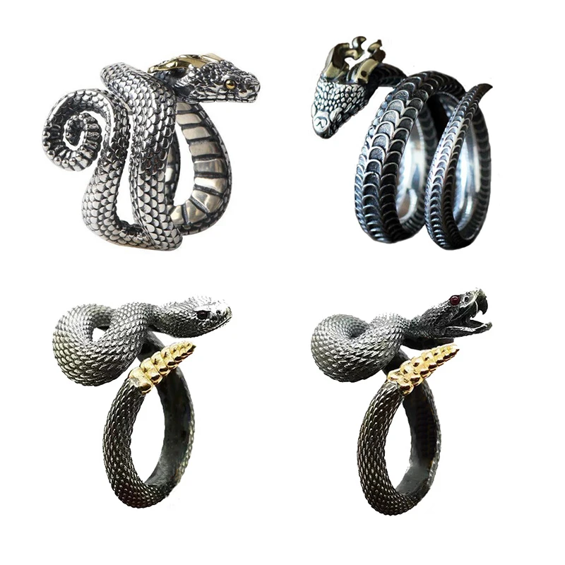 Rattlesnake-Ring-Vintage-Silver-Plated-Snake-Ring-Motorcycle-Party-Punk ...