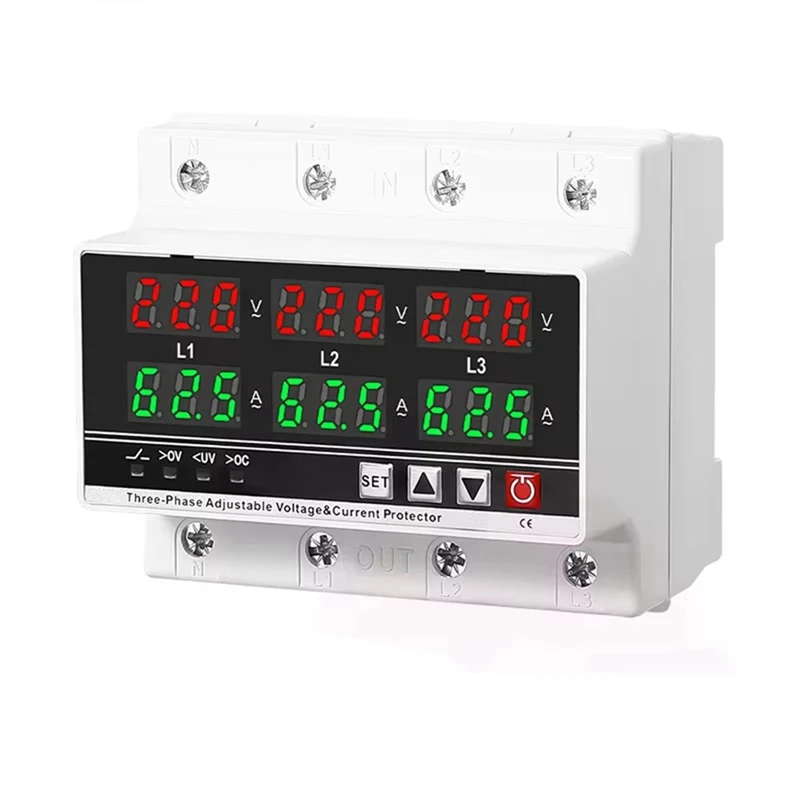 3 Phase Adjustable Over And Under Voltage Protector Voltmeter Ammeter ...