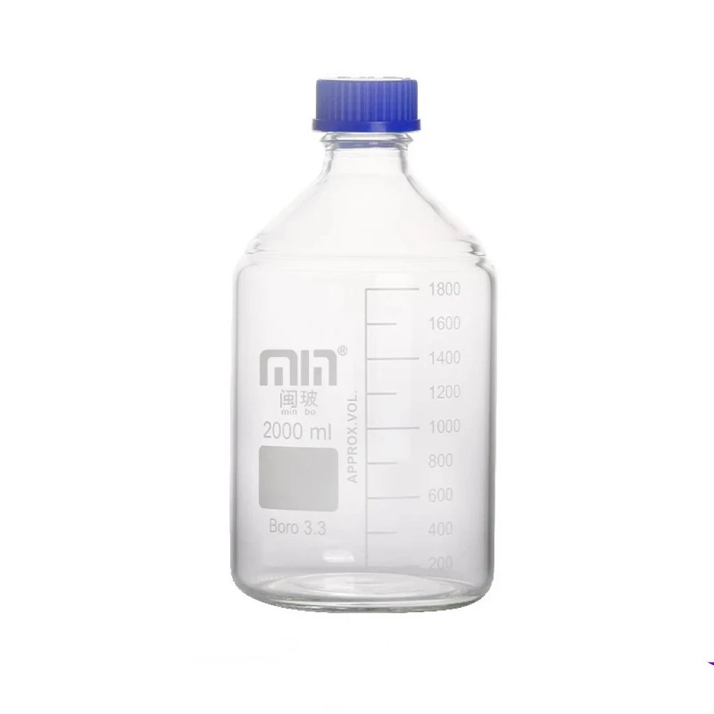 2000ml Lab Transparent Screw Cap Reagent Bottle Sealed Bottle Glass Lab ...