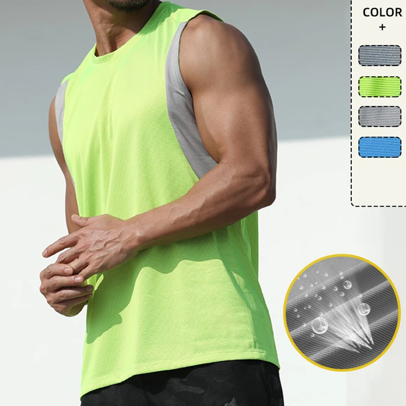 Men-Quick-Drying-Sleeveless-Running-Vest-Fitness-Summer-Solid-Color ...