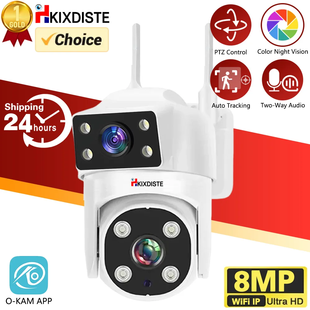 O-KAM-Camera-4K-8MP-Dual-Lens-WiFi-PTZ-Camera-Color-NightVision-Auto ...