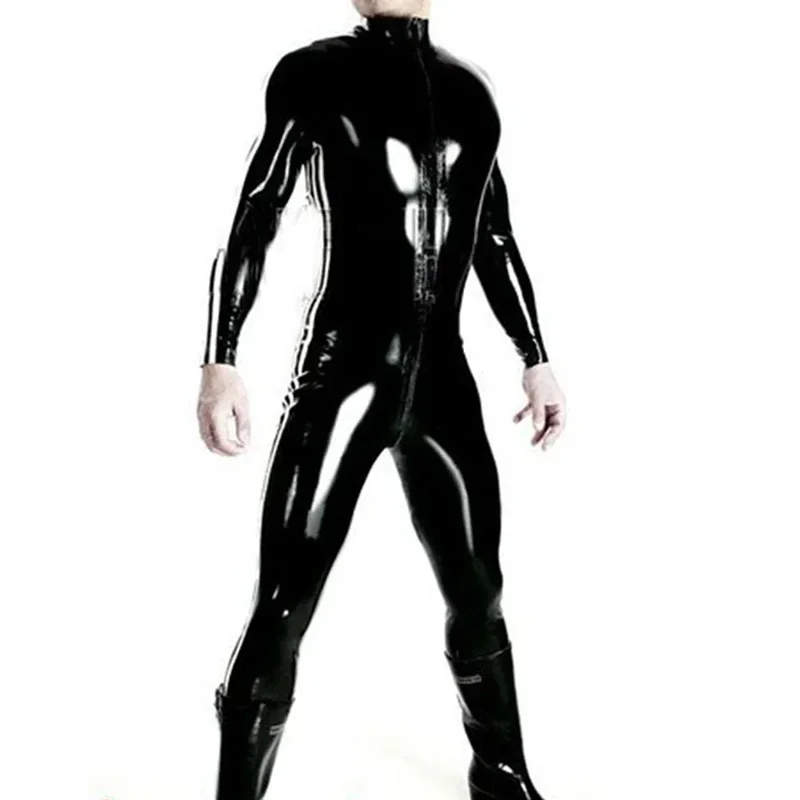 2XS-5XL-Shiny-Faux-PU-Leather-Bodysuit-Wet-Look-PVC-Catsuit-Mens-Convex ...