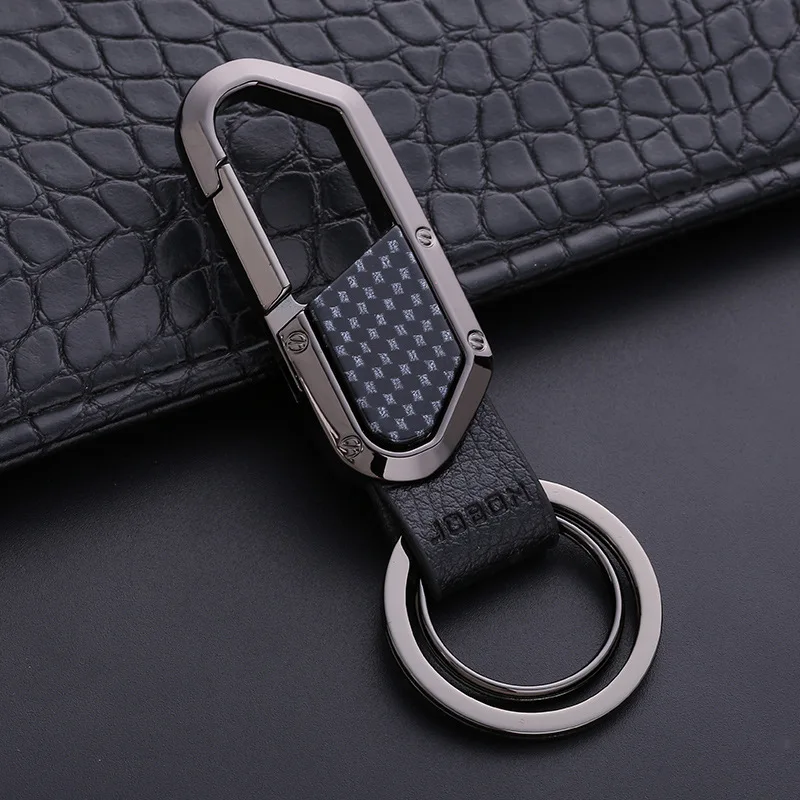 Luxury Brand Leather Men Keychain Black Clasp Creative DIY Keyring ...