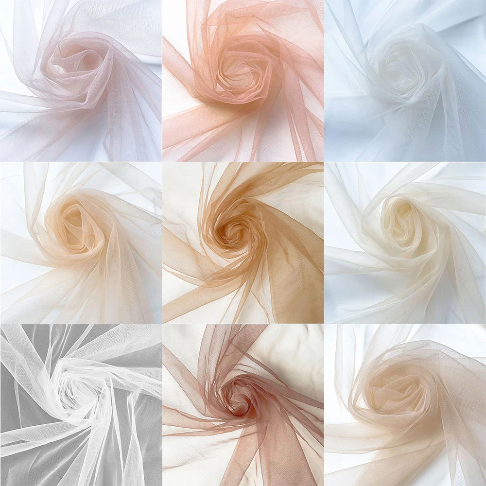 1 quintal marrom nu tecido de tule de náilon super macio malha fina diy ...
