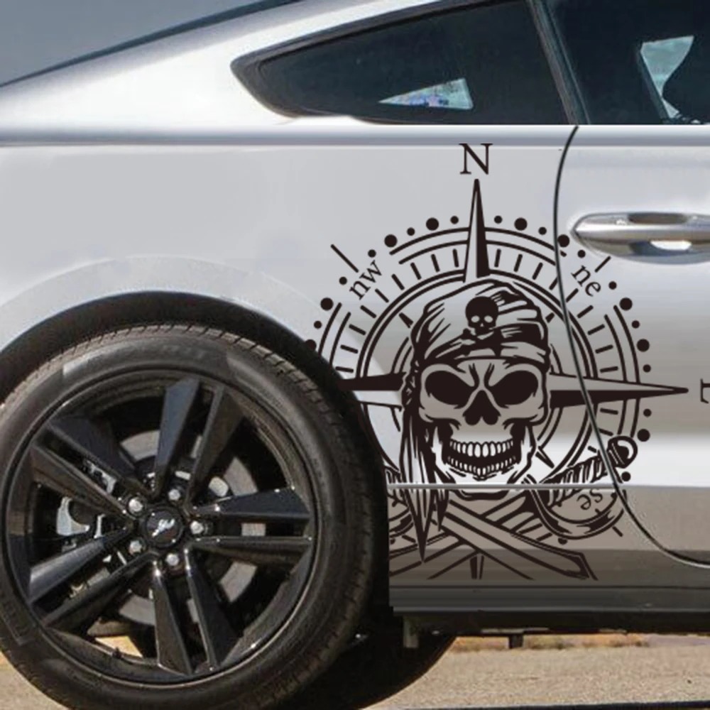 Large-Pirate-Compass-Skull-Car-Sticker-Decal-Nautical-Wind-Rose-Auto ...