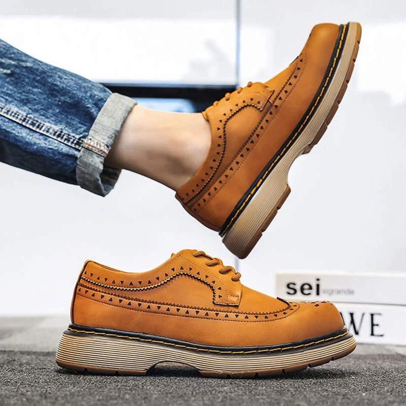 100% Genuine Leather Shoes Men Footwear Man Brogues Autumn Early Winter ...