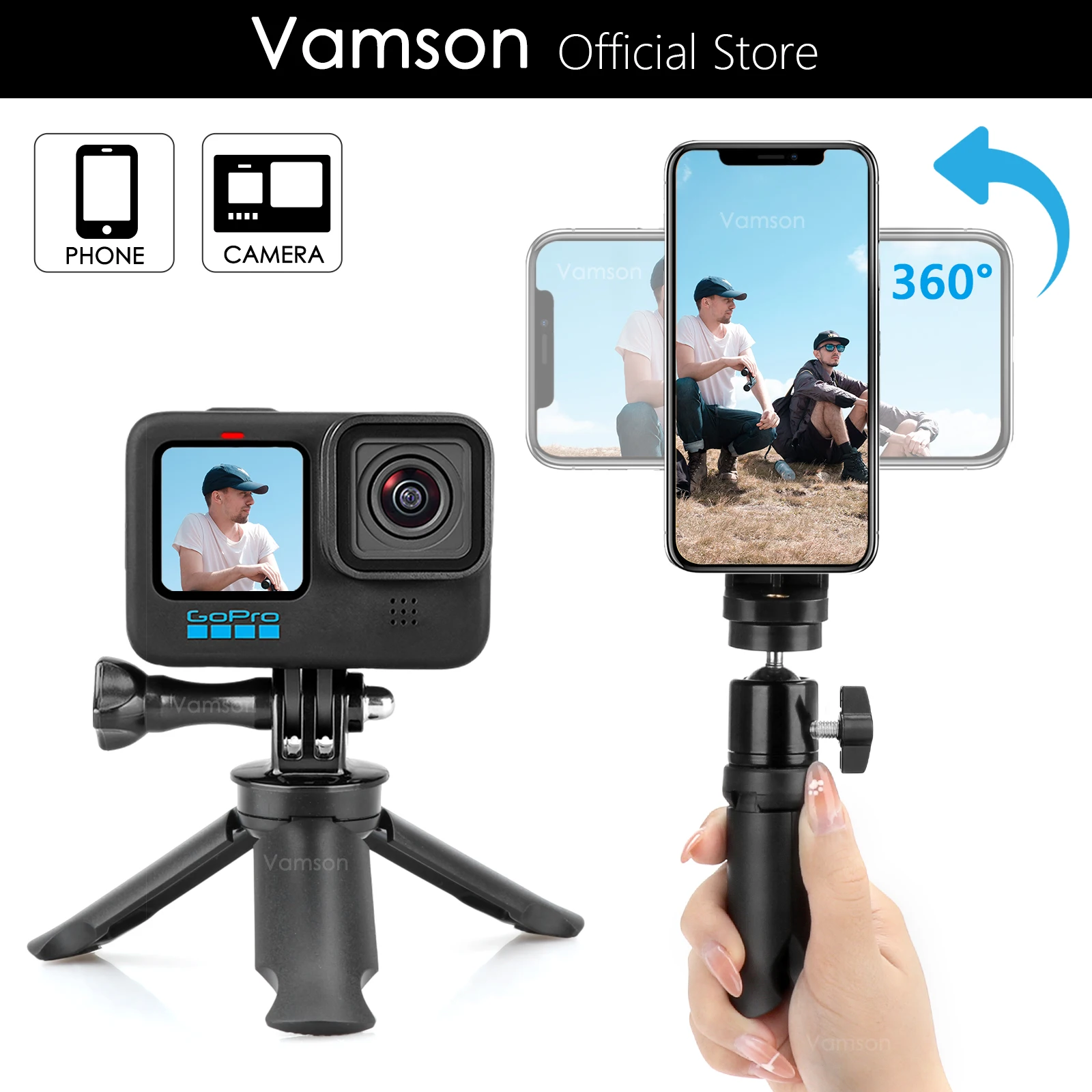 Vamson Mini Tripod for Insta360 X3 Foldable Tabletop Tripods for Phone ...