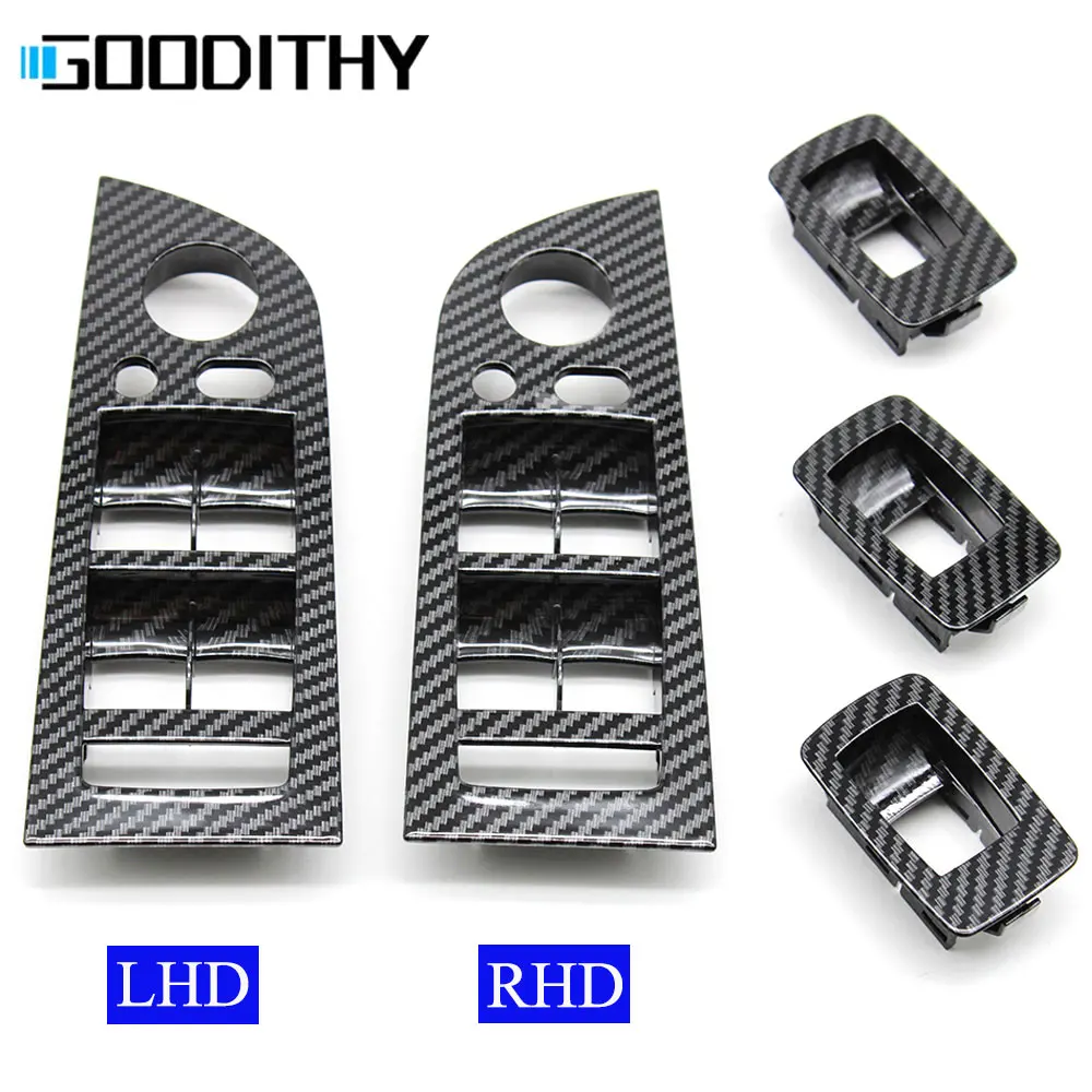 LHD RHD Car Carbon Fiber Armrest Window Lift Switch Panel Outer Cover ...
